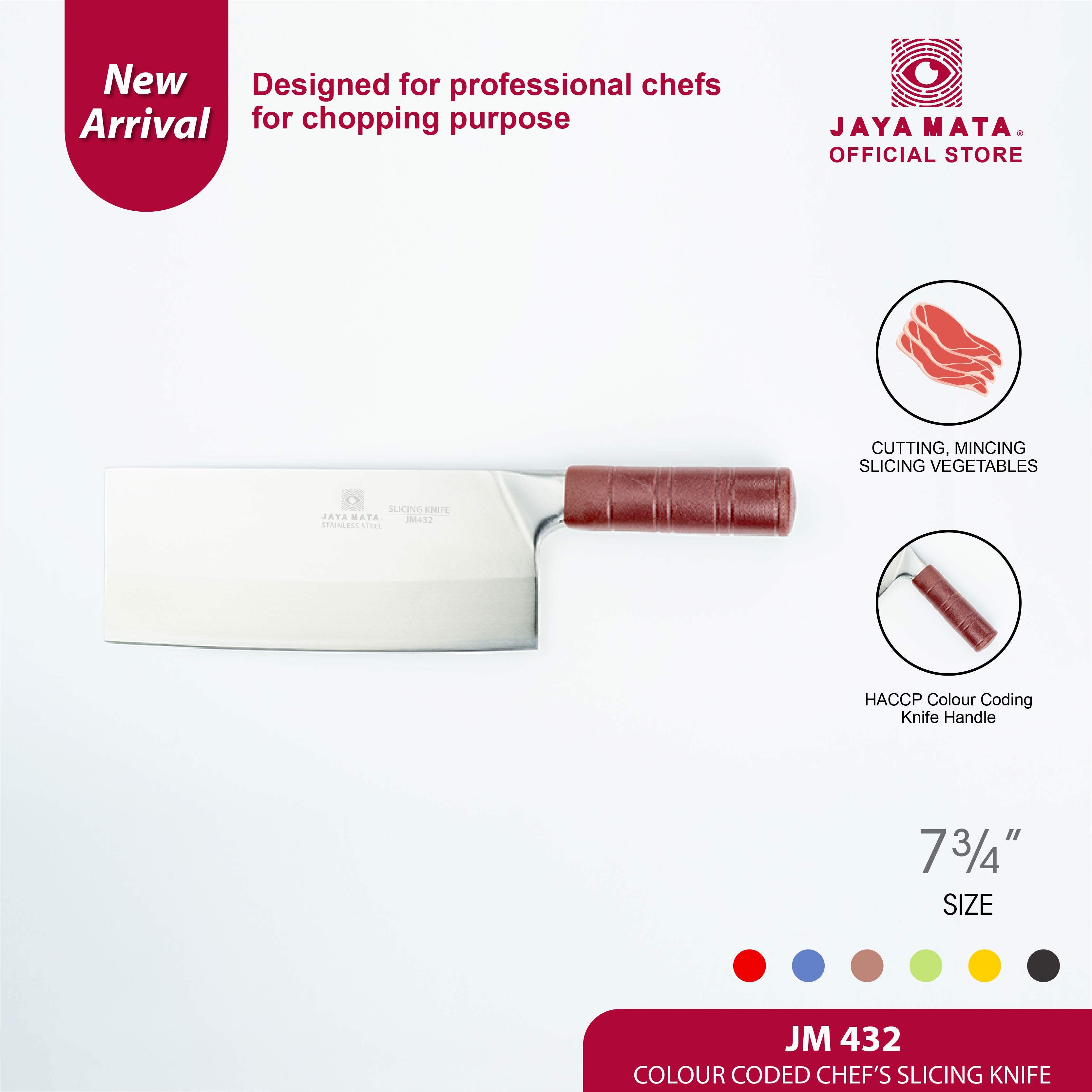 JAYA MATA 7-3/4" (200mm) Color Coded Chef's Slicing Knife JM432